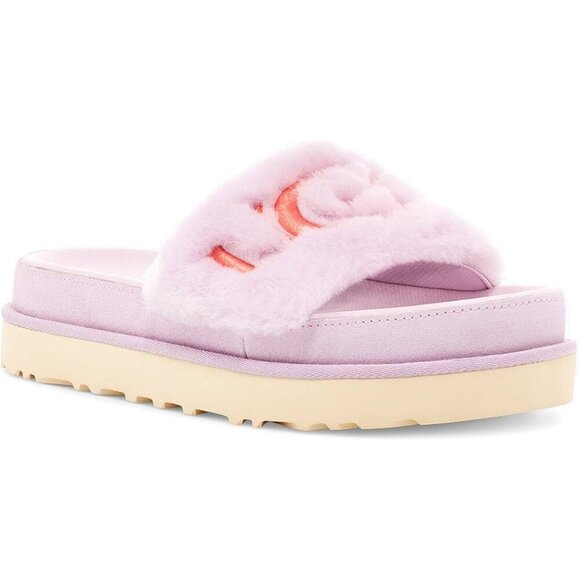 UGG | Shoes | Ugg Laton Fluffy Platform Fur Slides In Pink Size Us 95 ...